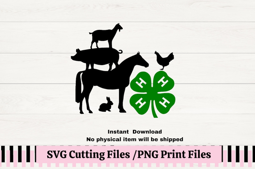4H Stacked Animals SVG for Decor, Pig Rabbit Horse Goat Chicken Png, 4h ...