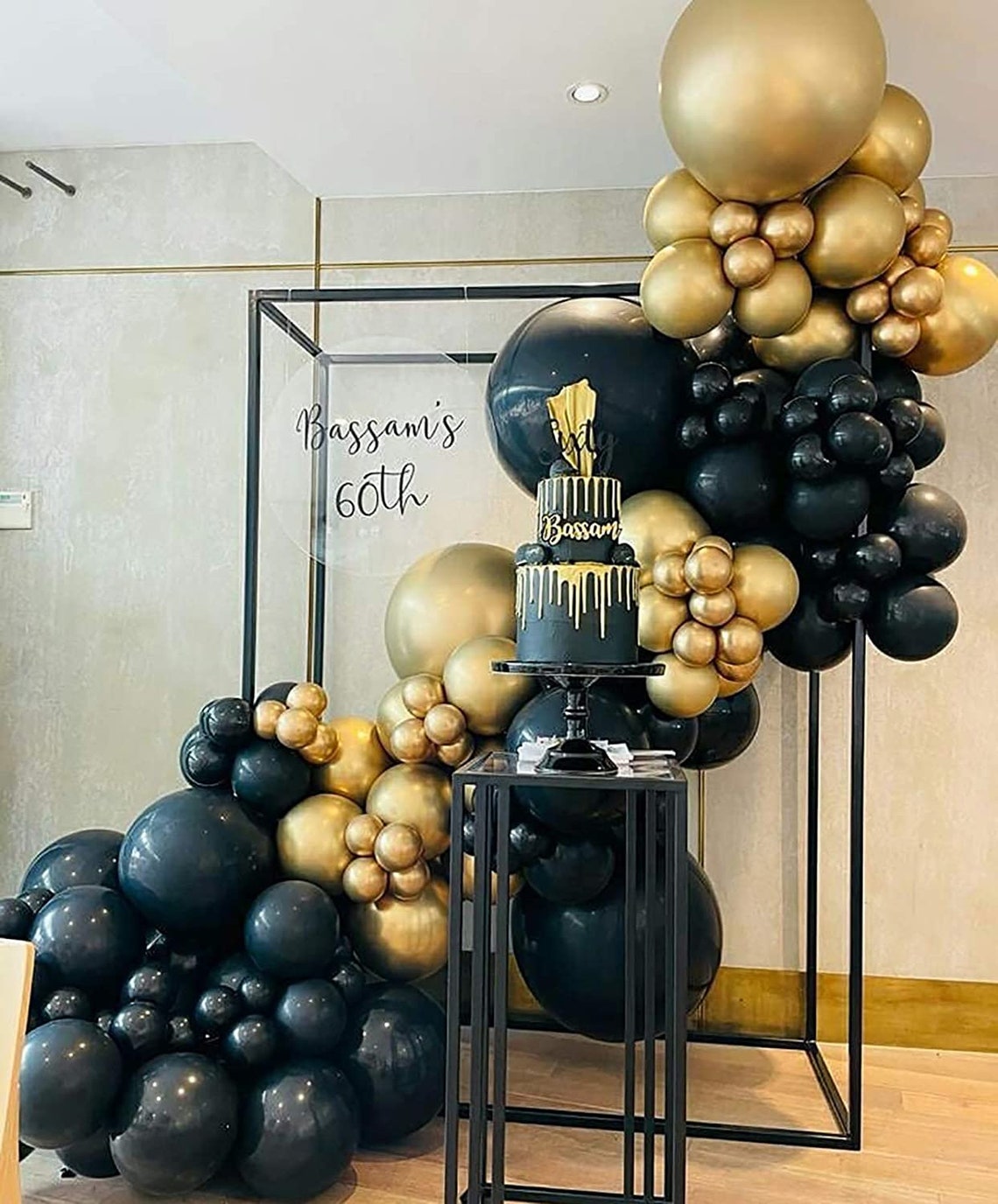 Black And Gold Balloon Garland Arch Kit For 50th 60th Birthday Etsy