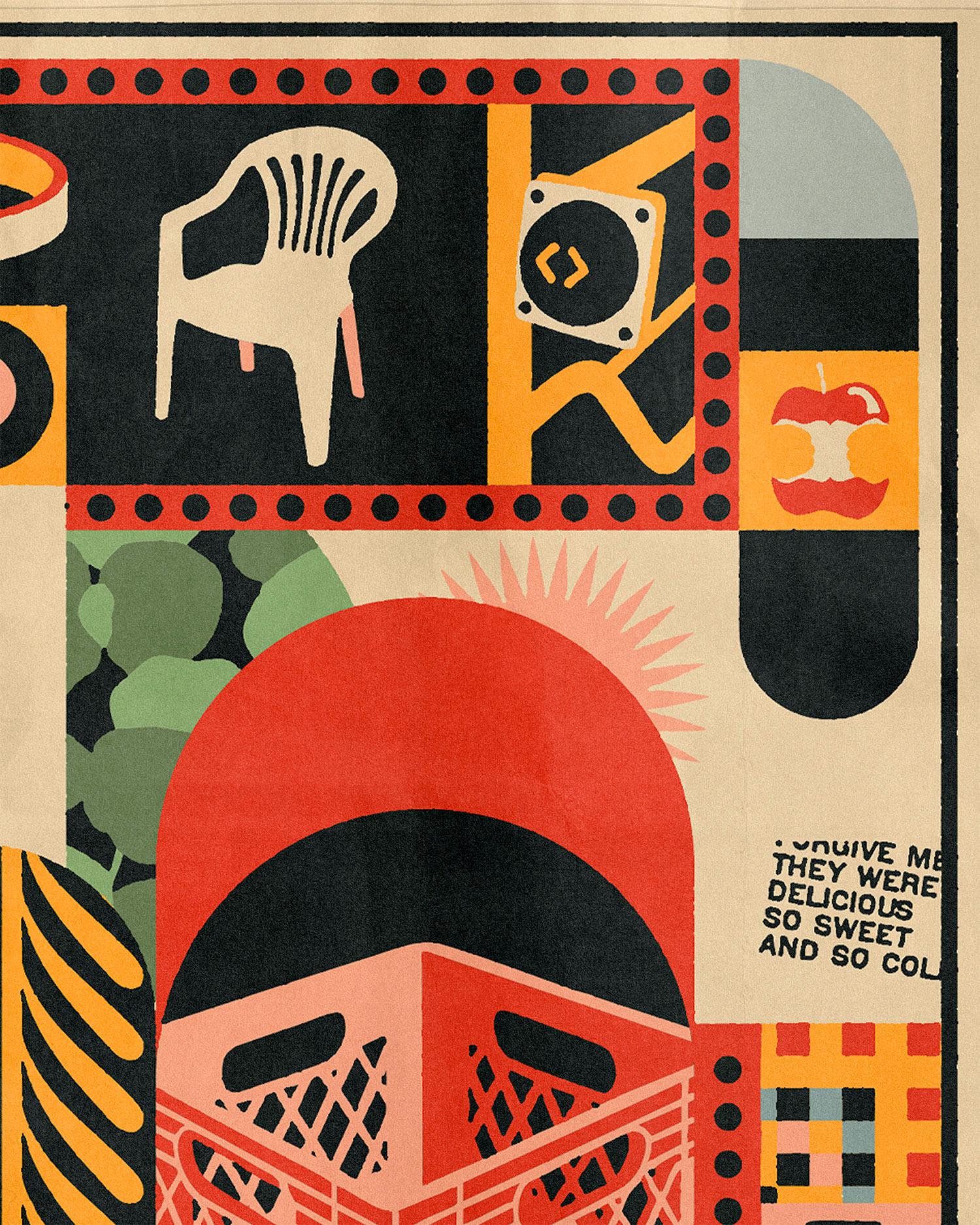 Retro Collage Illustration: "a Tapestry for Thursday", Modern Style ...