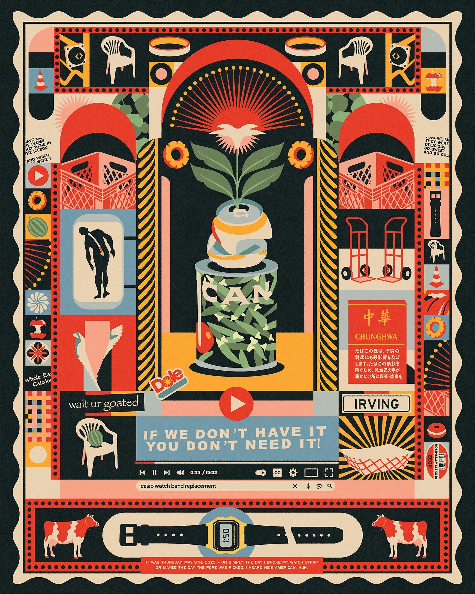 Retro Collage Illustration: "a Tapestry for Thursday", Modern Style ...