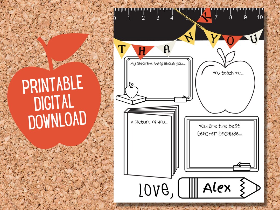 Teacher Appreciation Week Fill in Letter Printable, Teacher Thank You ...