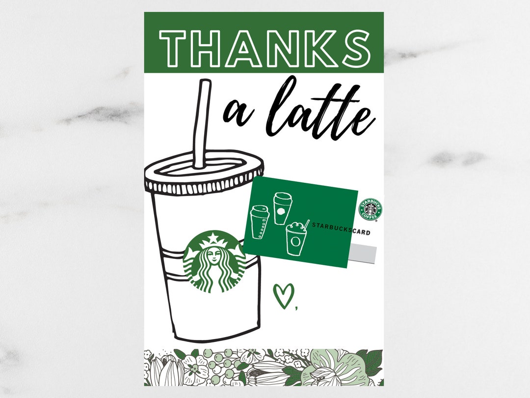 Teacher Thank You Gift Card Digital Printable Card Starbucks Thanks A ...