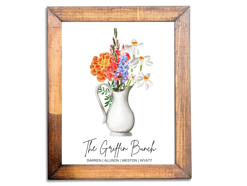 Birth Flower Family Bouquet Digital Art 8x10 Printable File | Etsy