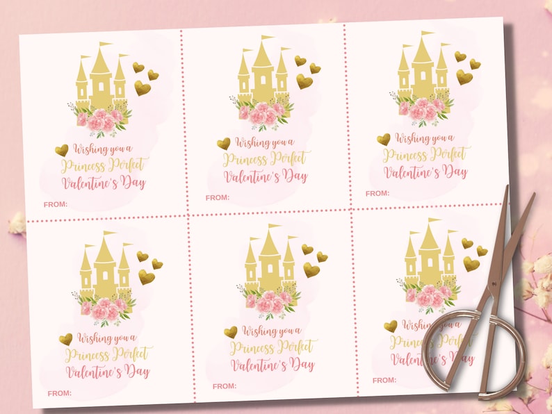 Princess Valentines Day Printable Cards for Kids Instant - Etsy