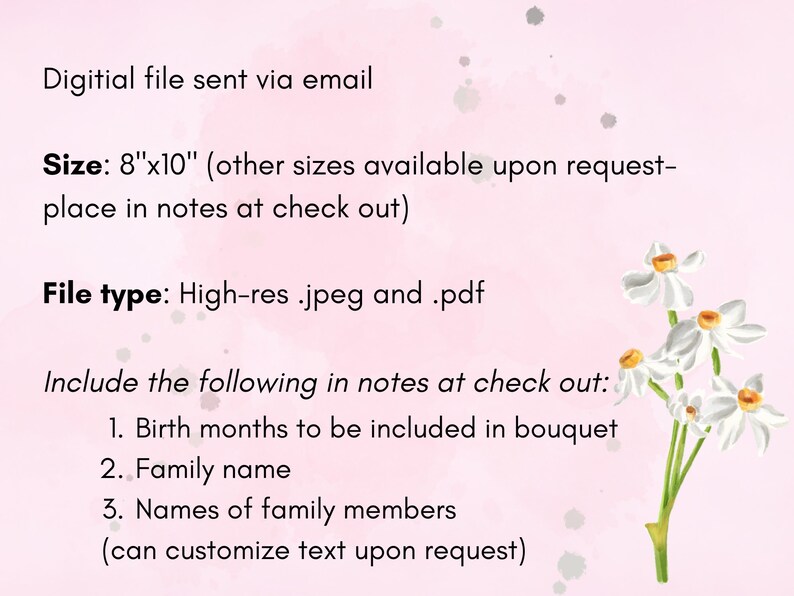 Birth Flower Family Bouquet Digital Art 8x10 Printable File | Etsy