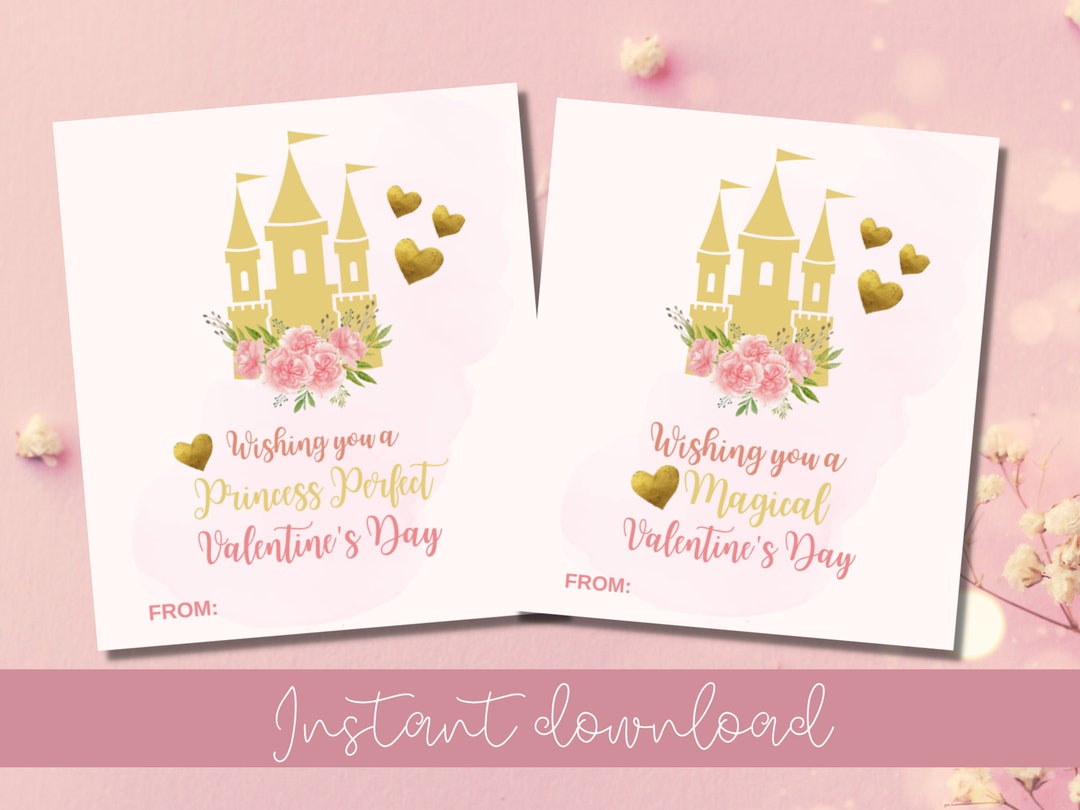 Princess Valentine’s Day Printable Cards for Kids | Instant Download - Etsy