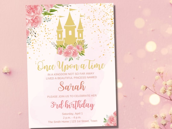 Once Upon A Time Princess Custom Digital Birthday Invitation - Etsy