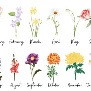 Birth Flower Family Bouquet Digital Art - 8x10 Printable File - Etsy