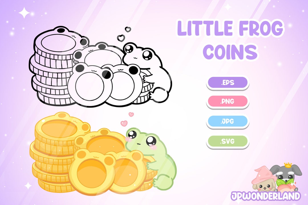 Little Frog Coins Clipart / Cute Vector / Froggy Illustration ...