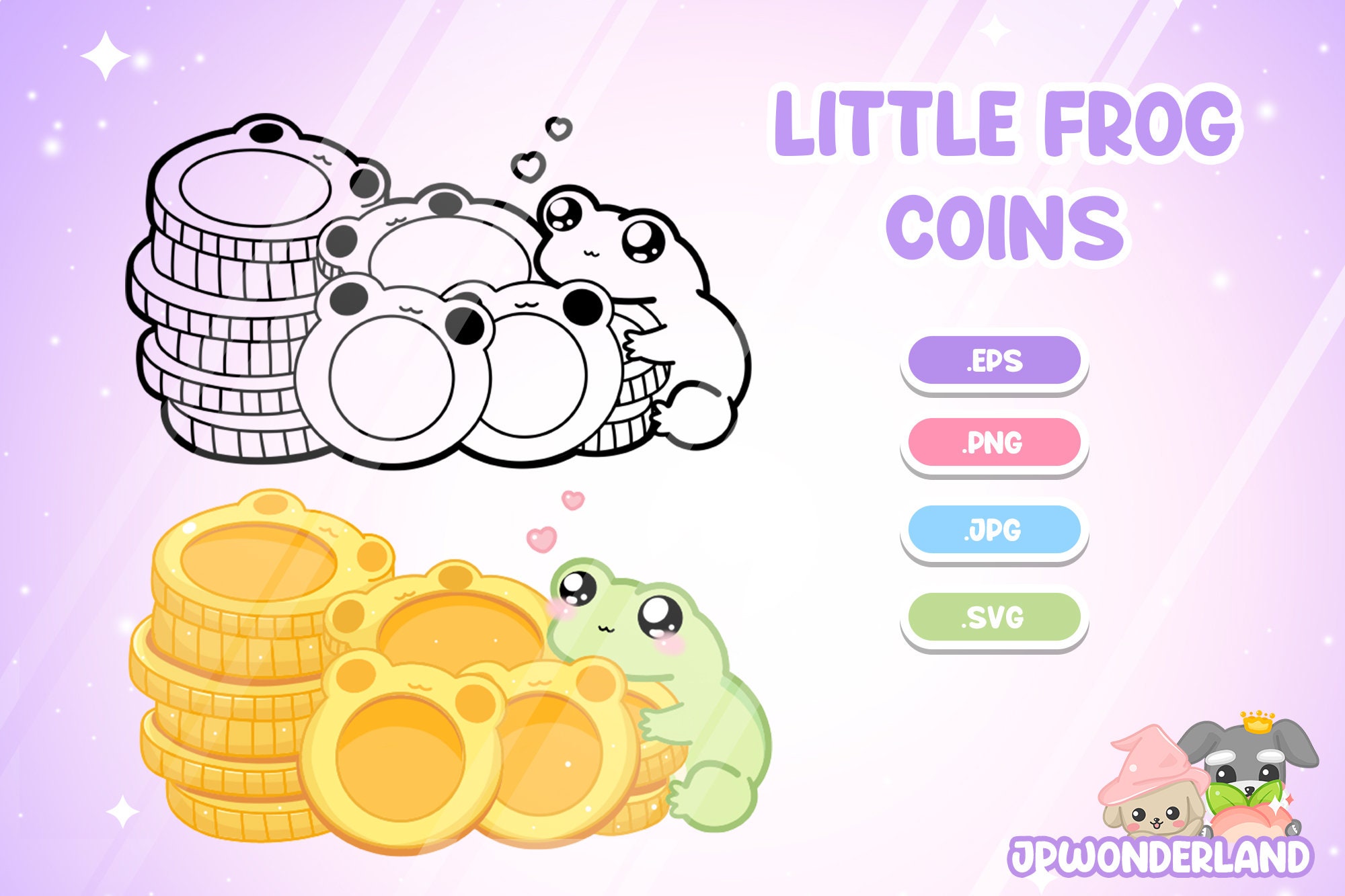 Little Frog Coins Clipart / Cute Vector / Froggy Illustration ...