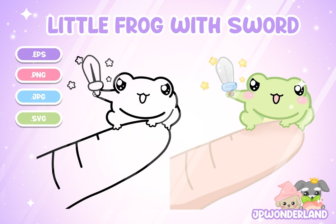 Little Frog With Sword Clipart / Cute Vector / Froggy Illustration ...