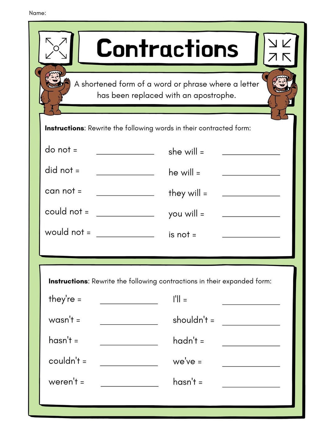 Children's Literacy Contraction - Etsy