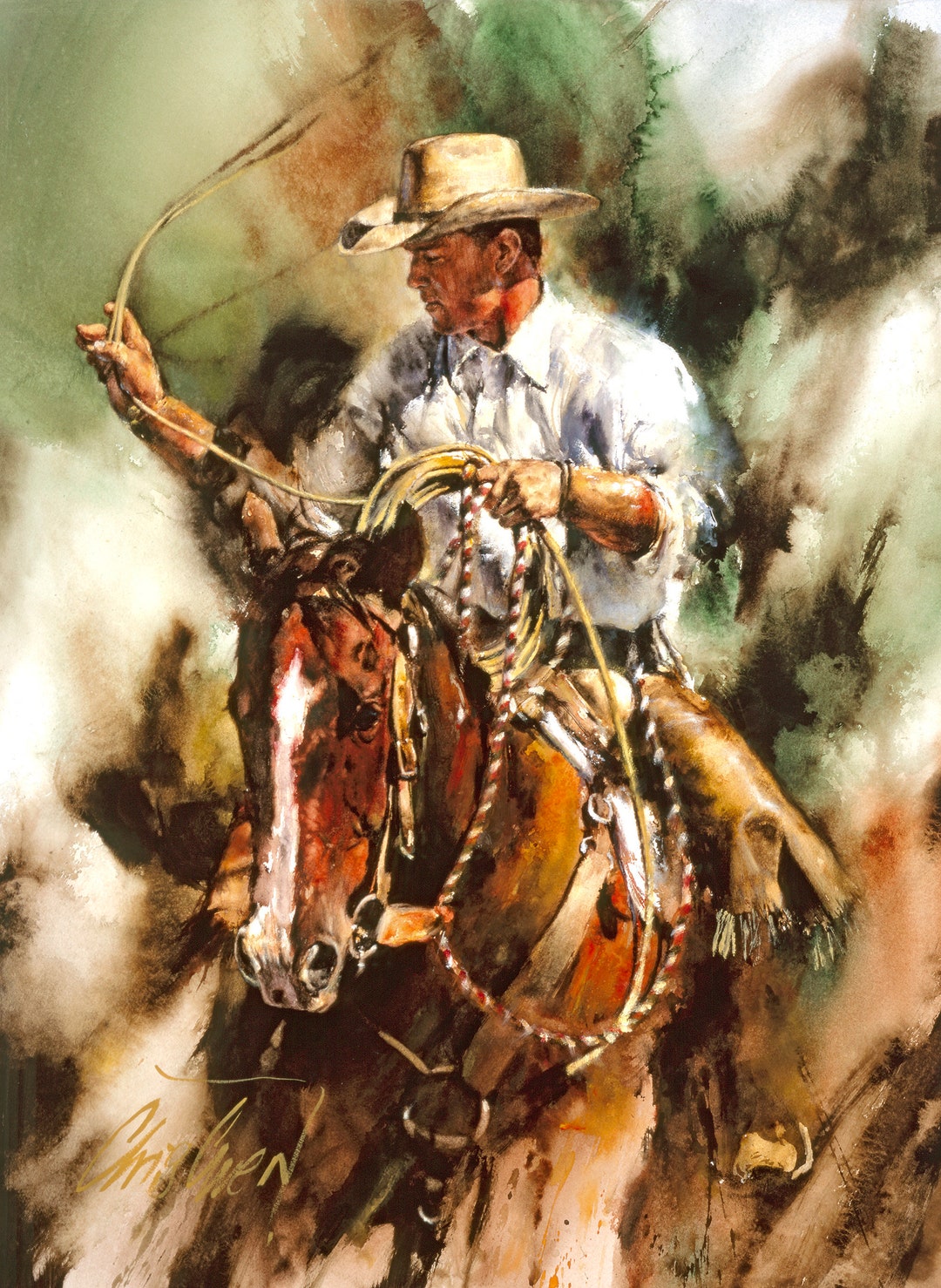 RANCH ROPING - Cowboy Print, Giclee Prints, Western Décor, Gift Idea ...