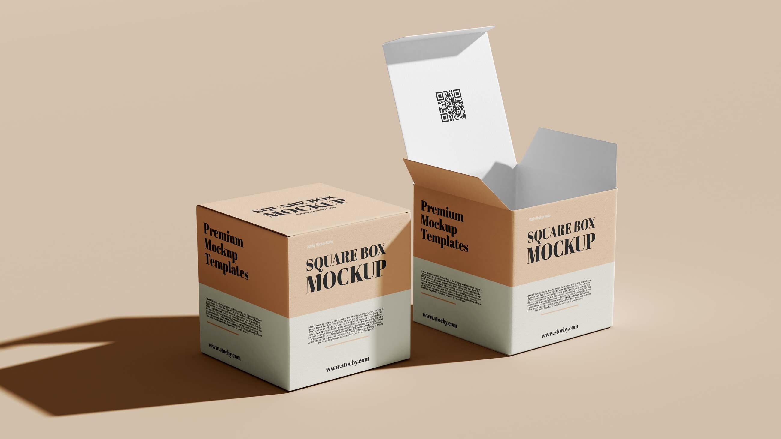 Square Box Mockup: Cosmetic Packaging Template (7 PSD) (digital ...