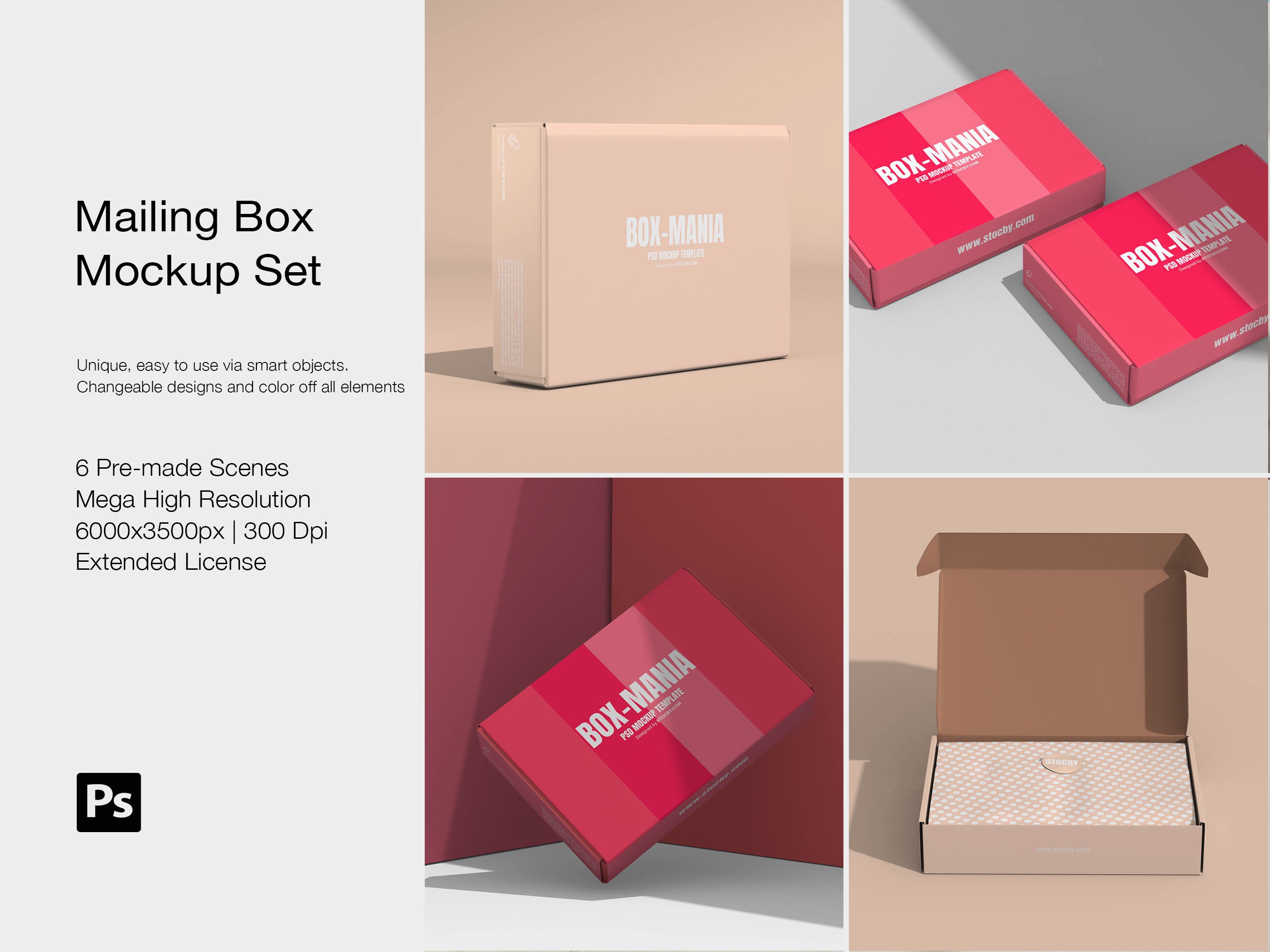 Mailing Box Mockup 6 Psd, Shipping Box Mockup, Box Packaging Mockup ...