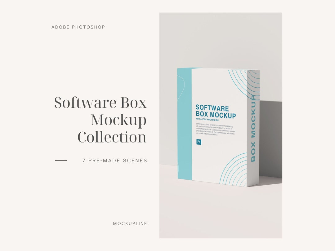 Software Box Mockup: Tall Product Box, 7 Photoshop Scenes (digital ...