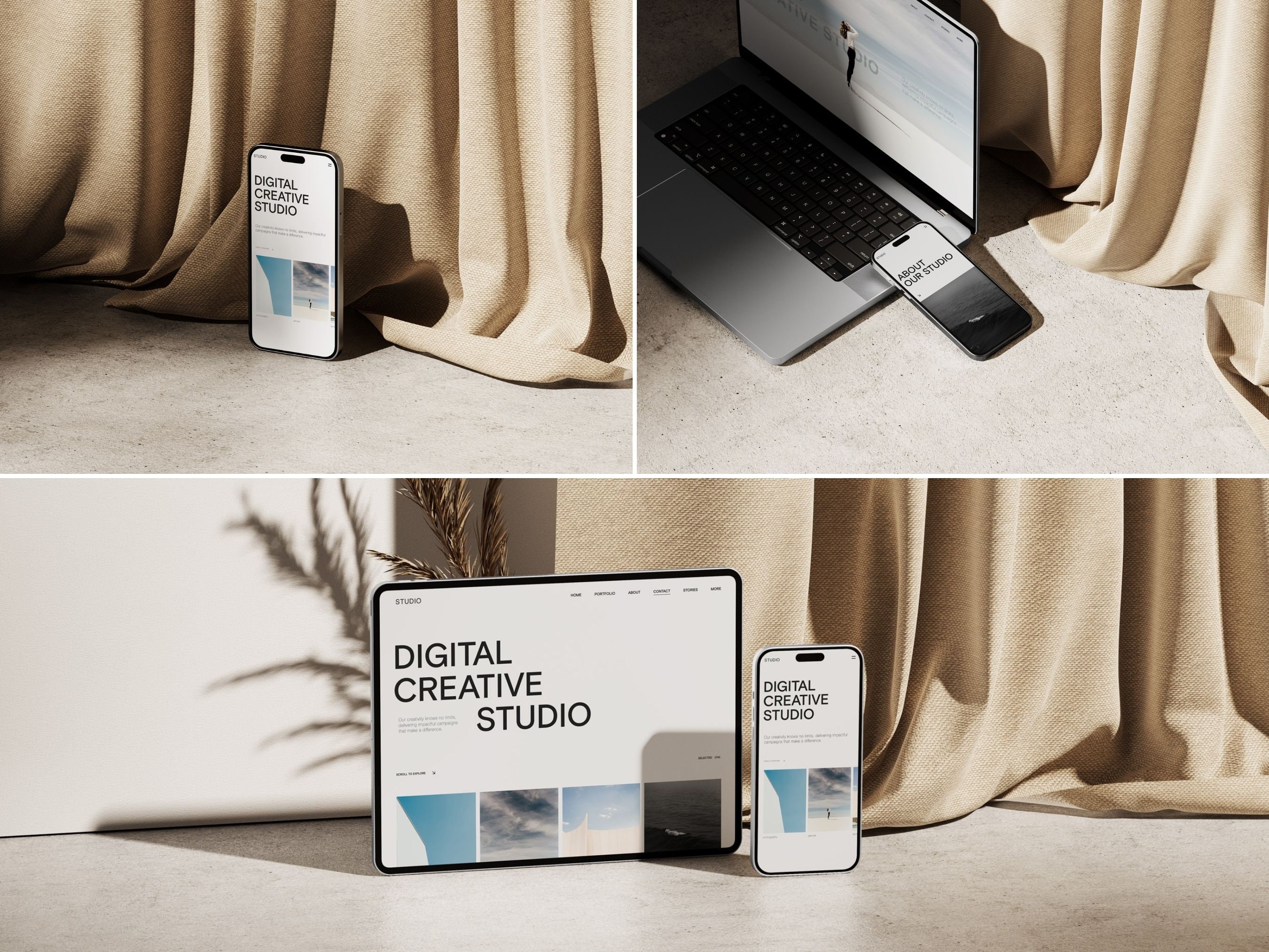 Grace Device Mockup Bundle Set, MacBook Mockup, iPad Mockup, iPhone ...