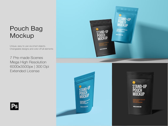 Pouch Bag Mockup 7 Psd Standing Pouch Mockup Stand-up Pouch - Etsy