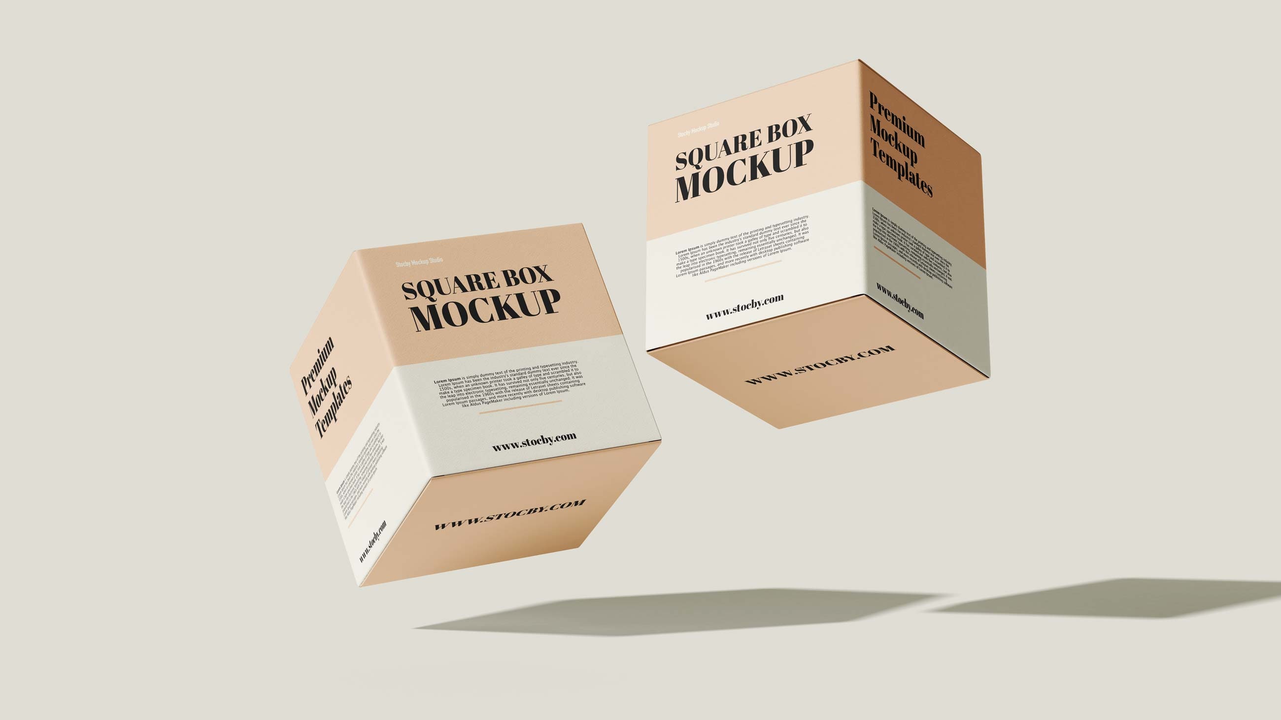 Square Box Mockup: Cosmetic Packaging Template (7 PSD) (digital ...