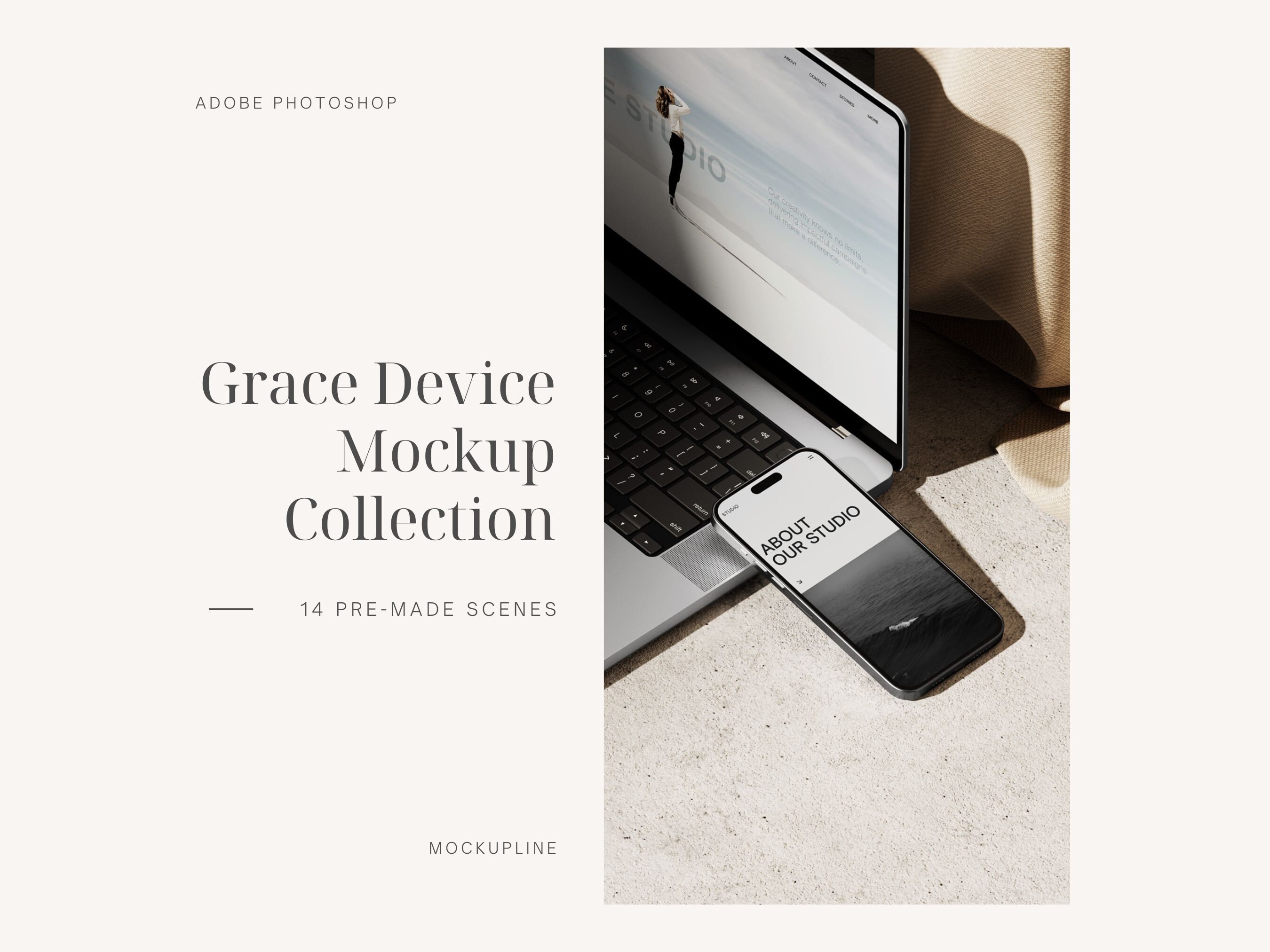 Grace Device Mockup Bundle Set, MacBook Mockup, iPad Mockup, iPhone ...