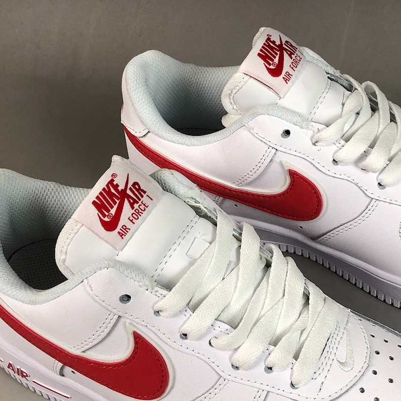 Aforce 1 07 White Red Sneakers for Men and Women, Gift for Him, Gift for Her, Sports Sneakers - Etsy
