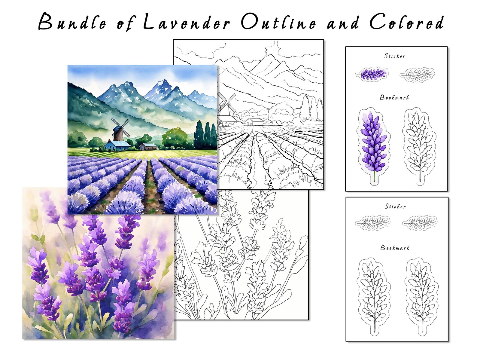 Lavender Flower Drawing Outline/landscape Drawing Outline,template ...