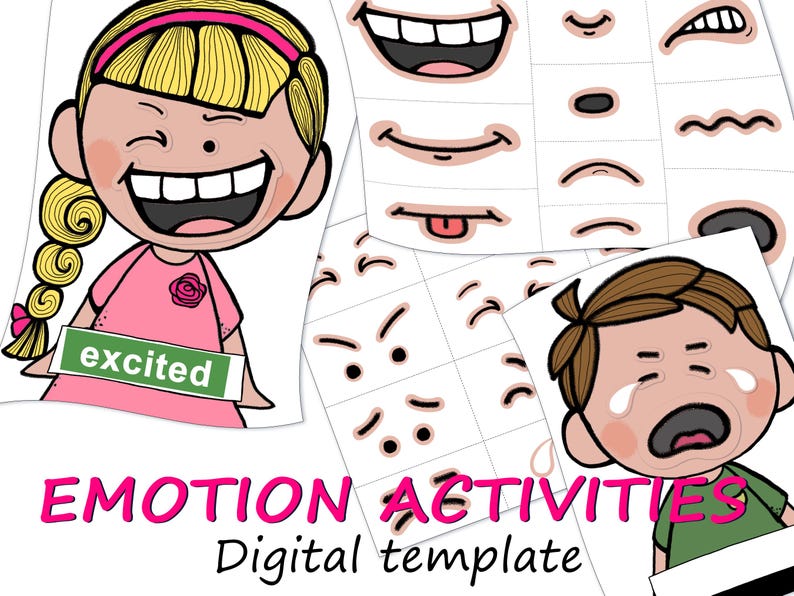 Emotions Activity for Kids Boy & Girl, Printable Toddler Feeling Chart ...