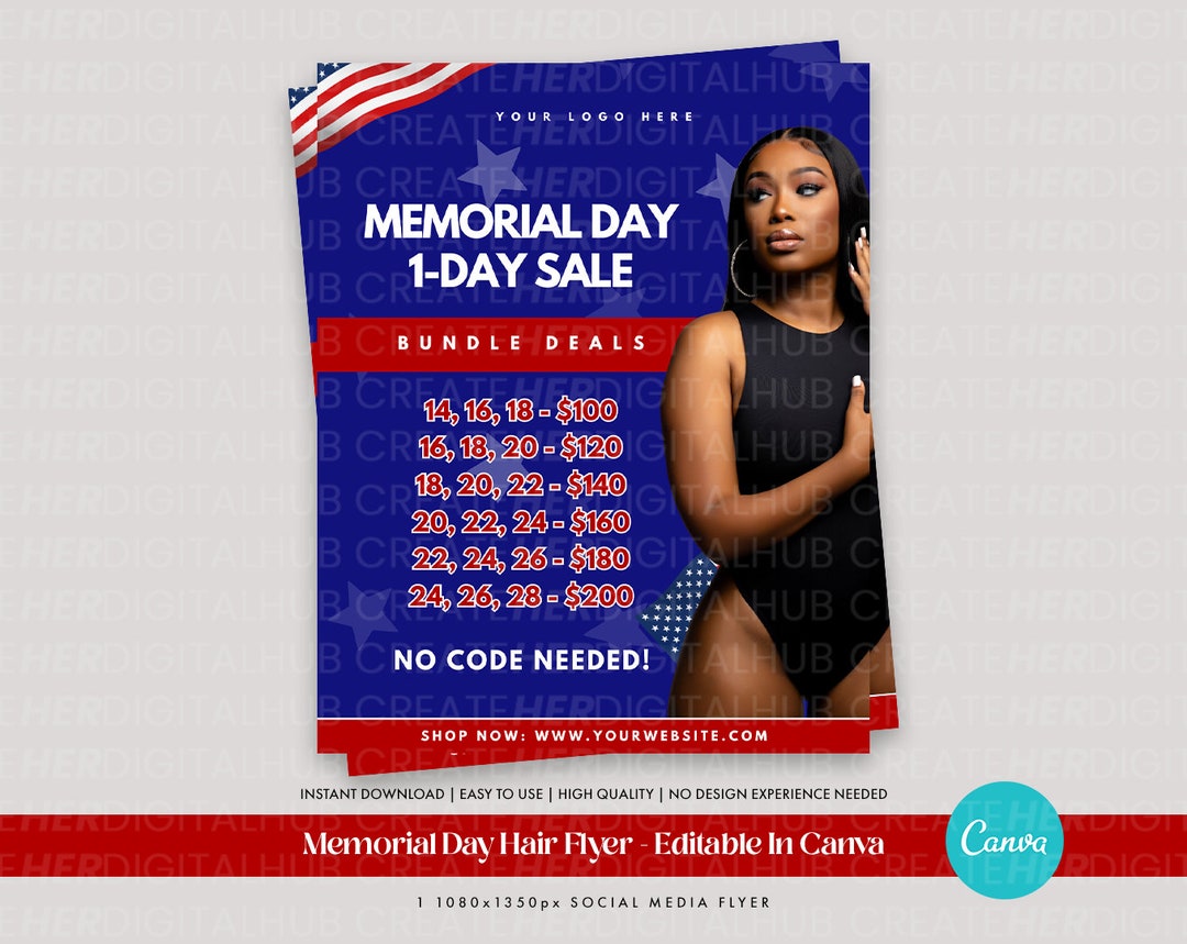 Memorial Day Bundle Deal Flyer | DIY Canva Template | Beauty Social ...