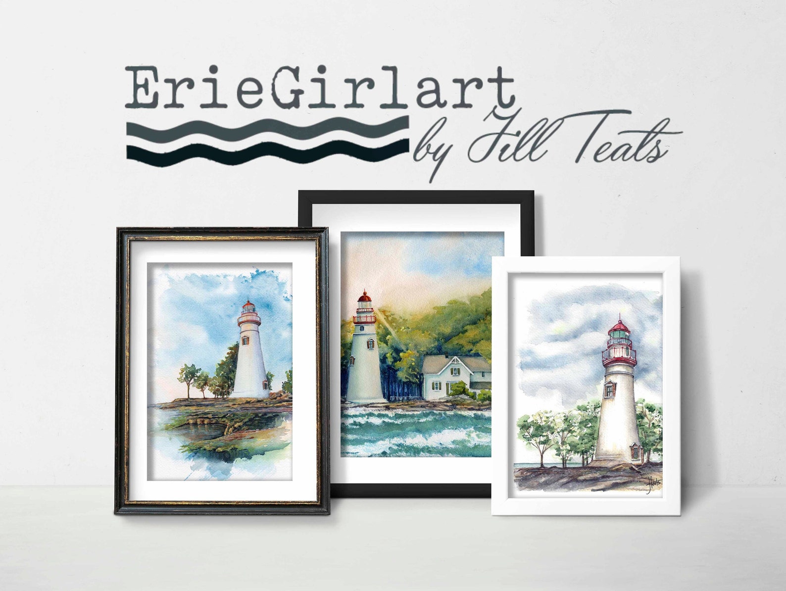 Lighthouse Watercolor Print Marblehead Ohio Watercolor Print Lake Erie ...