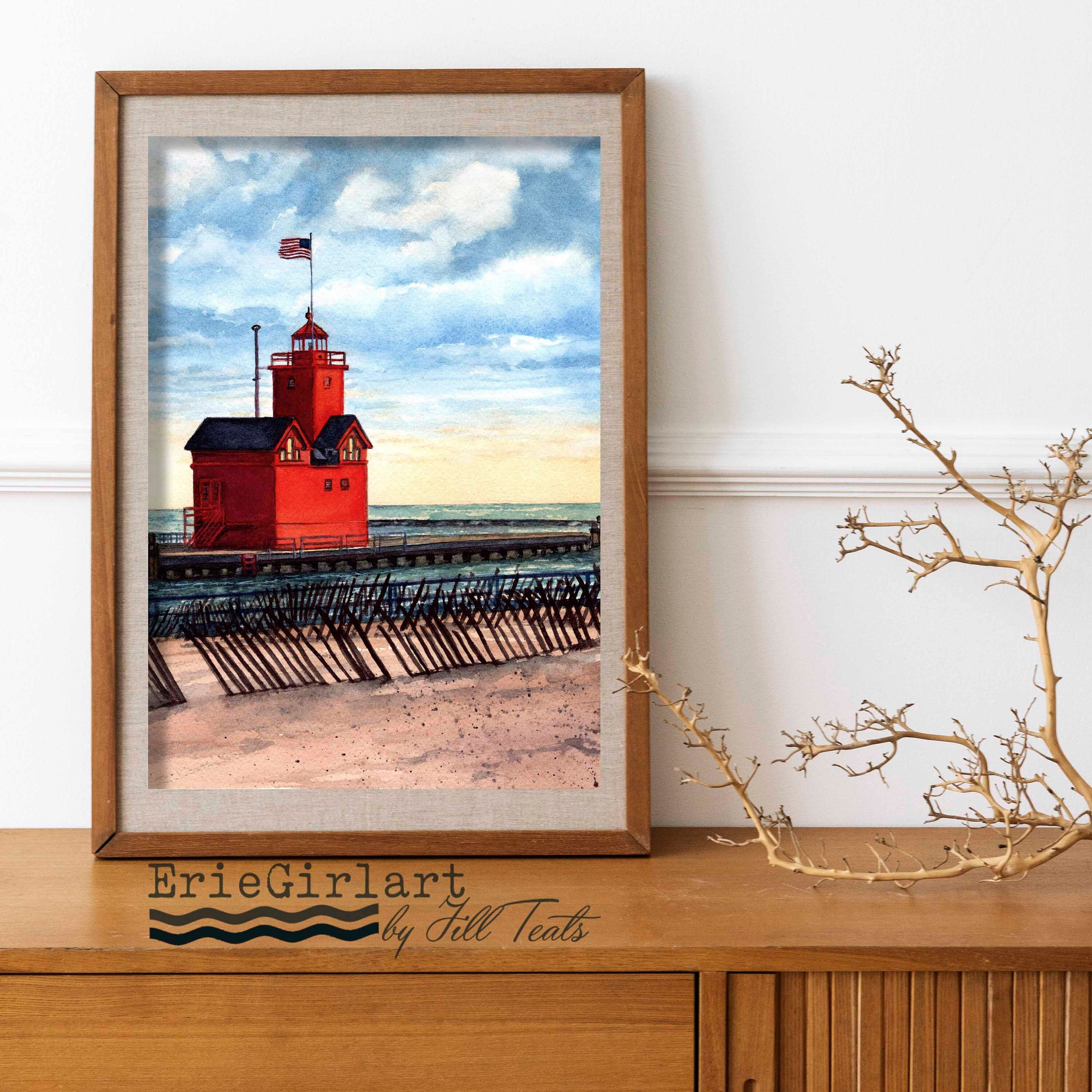 Big Red Lighthouse Holland Harbor Lighthouse Lake Michigan Michigan Art ...