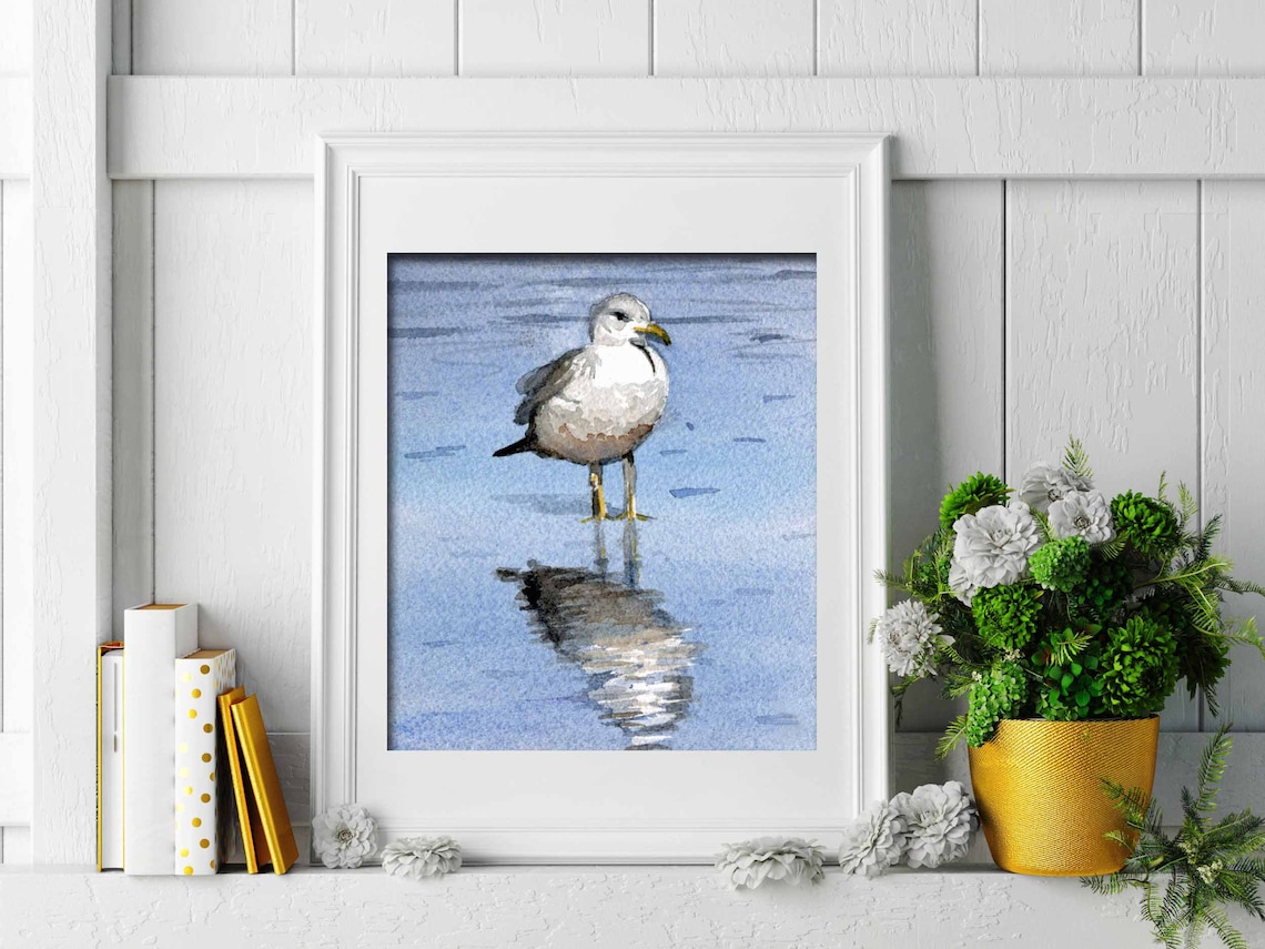 Seabird Watercolor Painting Coastal Painting Coastal Art | Etsy