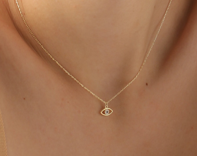 Small Evil Eye Necklace, Silver Evil Eye,sterling Silver Necklace,evil ...