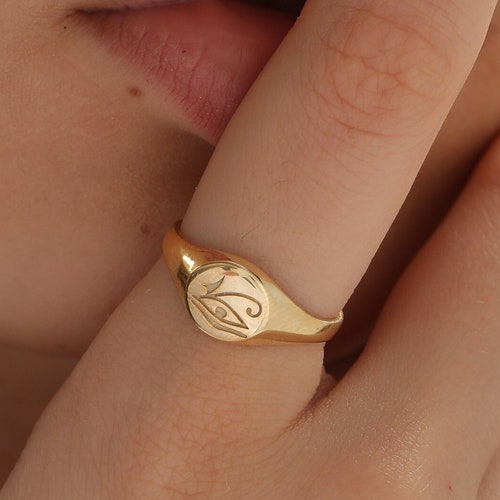 Signet Horus Eye Ring Eye of Horus 14K Gold Ring Ra Egypt - Etsy