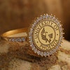 Custom Graduation Signet Ring, Senior Ring, School Class Ring, Pave ...