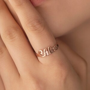 14K Gold Name Ring, Custom Name Ring, Stackable Name Ring, Gift for Her ...