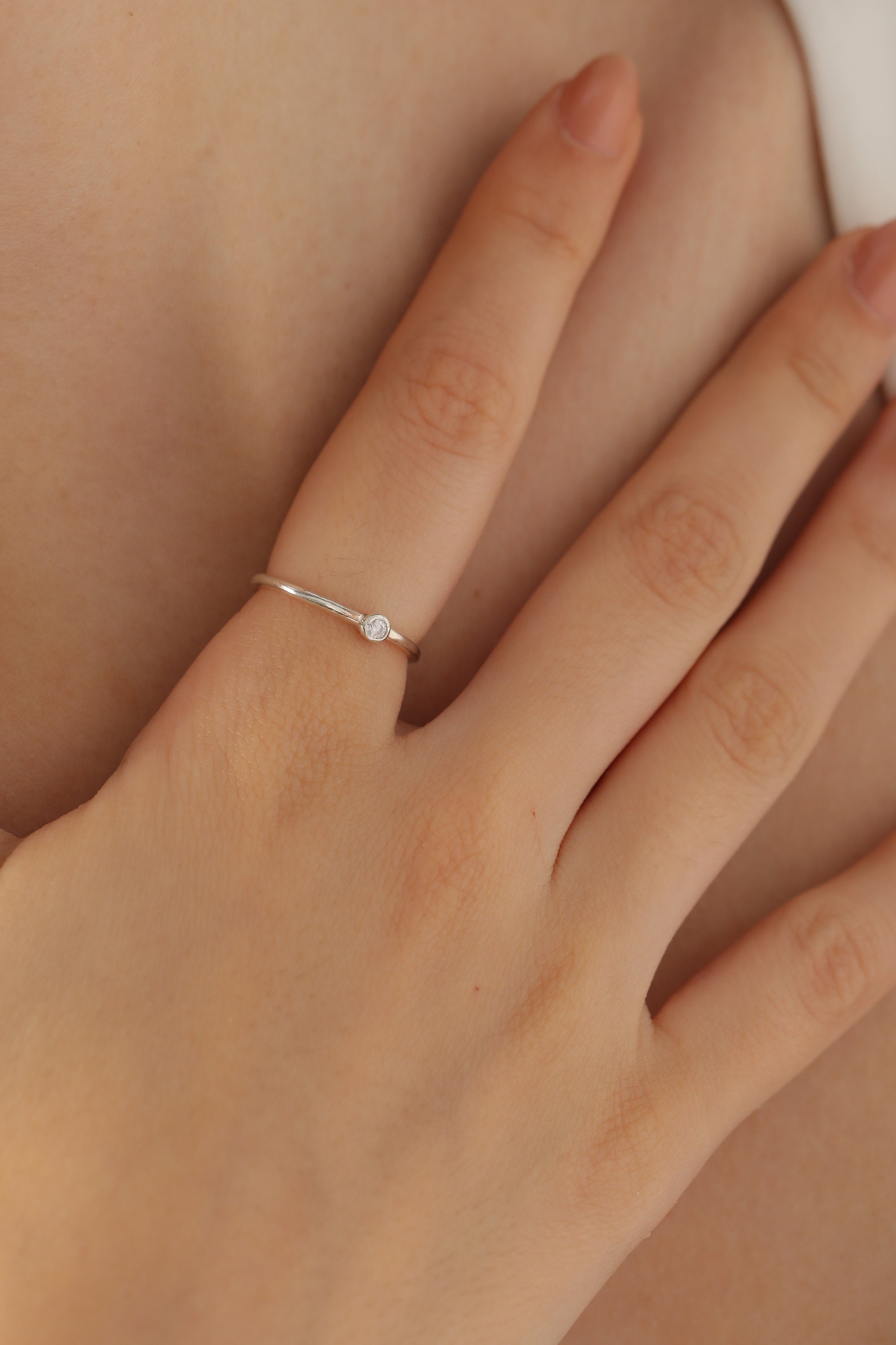 Silver Pinky Ring Dainty Stackable Ring Midi Ring | Etsy