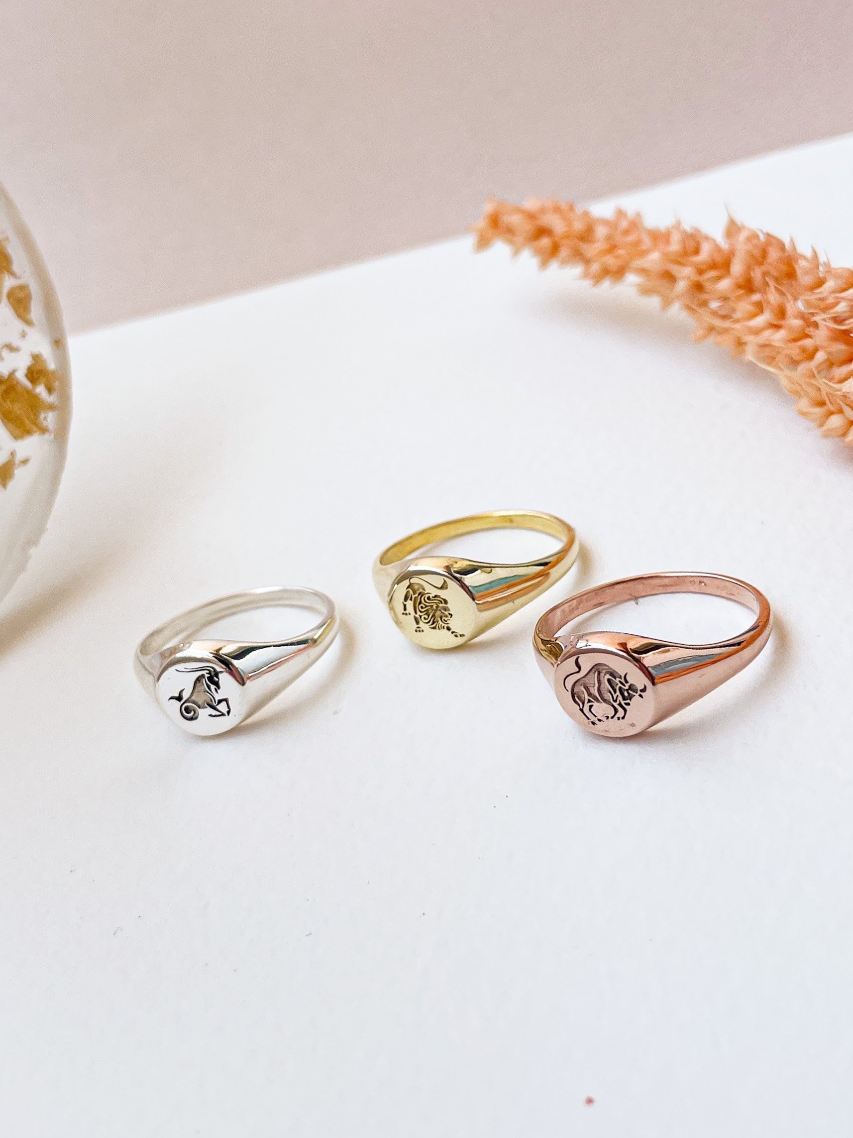 Handmade Signet Ring Zodiac Ring Gemini Leo Virgo Pisces - Etsy
