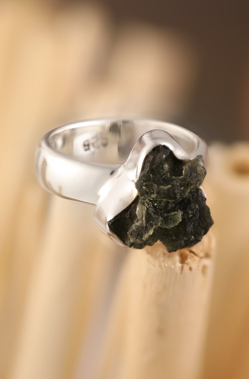 14K Gold Moldavite Ring Moldavite Crystal Genuine Moldavite | Etsy