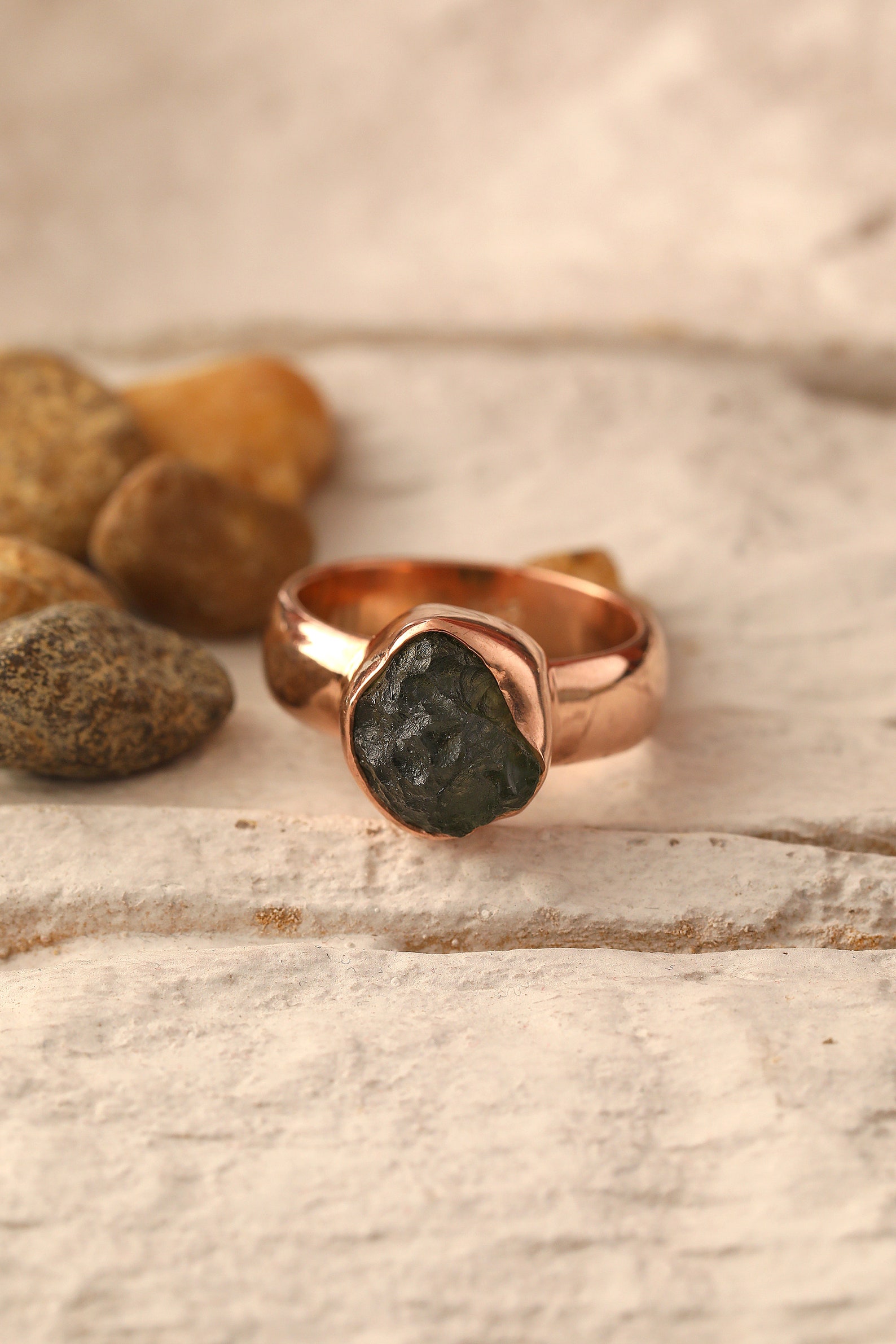 14K Gold Moldavite Ring Moldavite Crystal Genuine Moldavite | Etsy