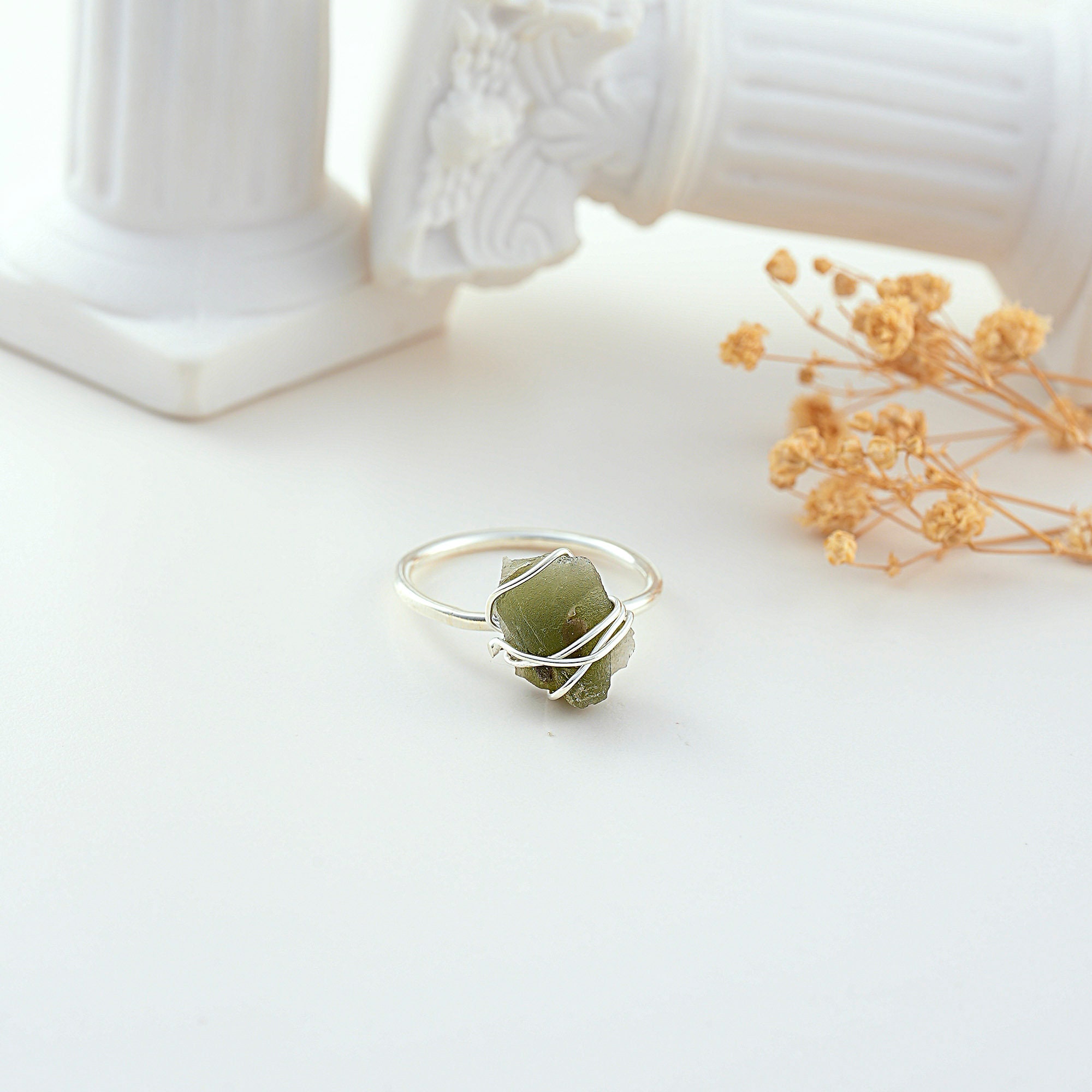 14K Gold Moldavite Ring Moldavite Crystal Genuine Moldavite - Etsy