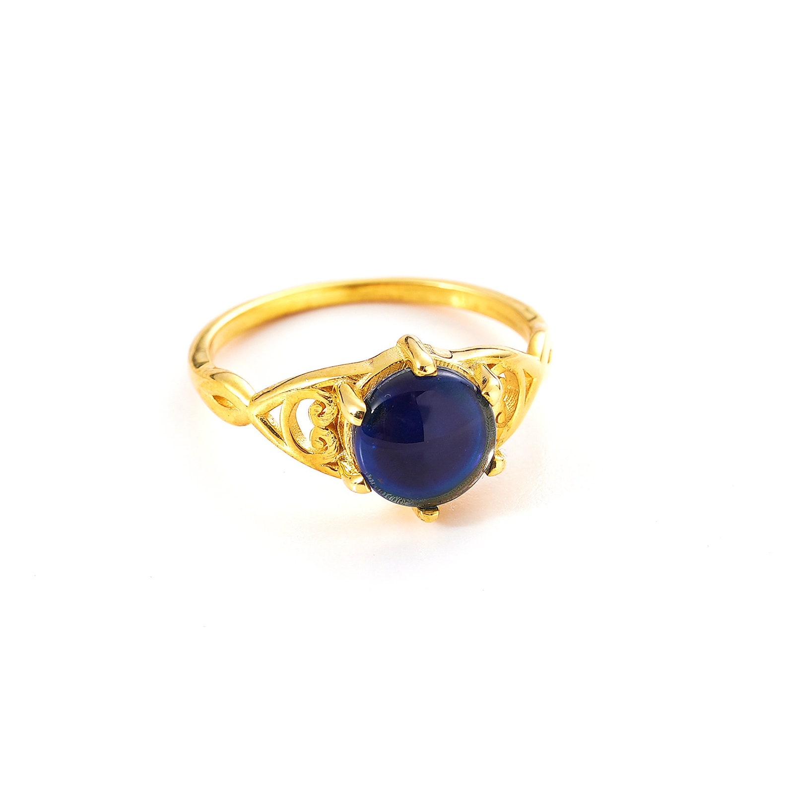 14K Gold Mood Ring Dainty Ring for Women Feeling Stone Ring - Etsy UK