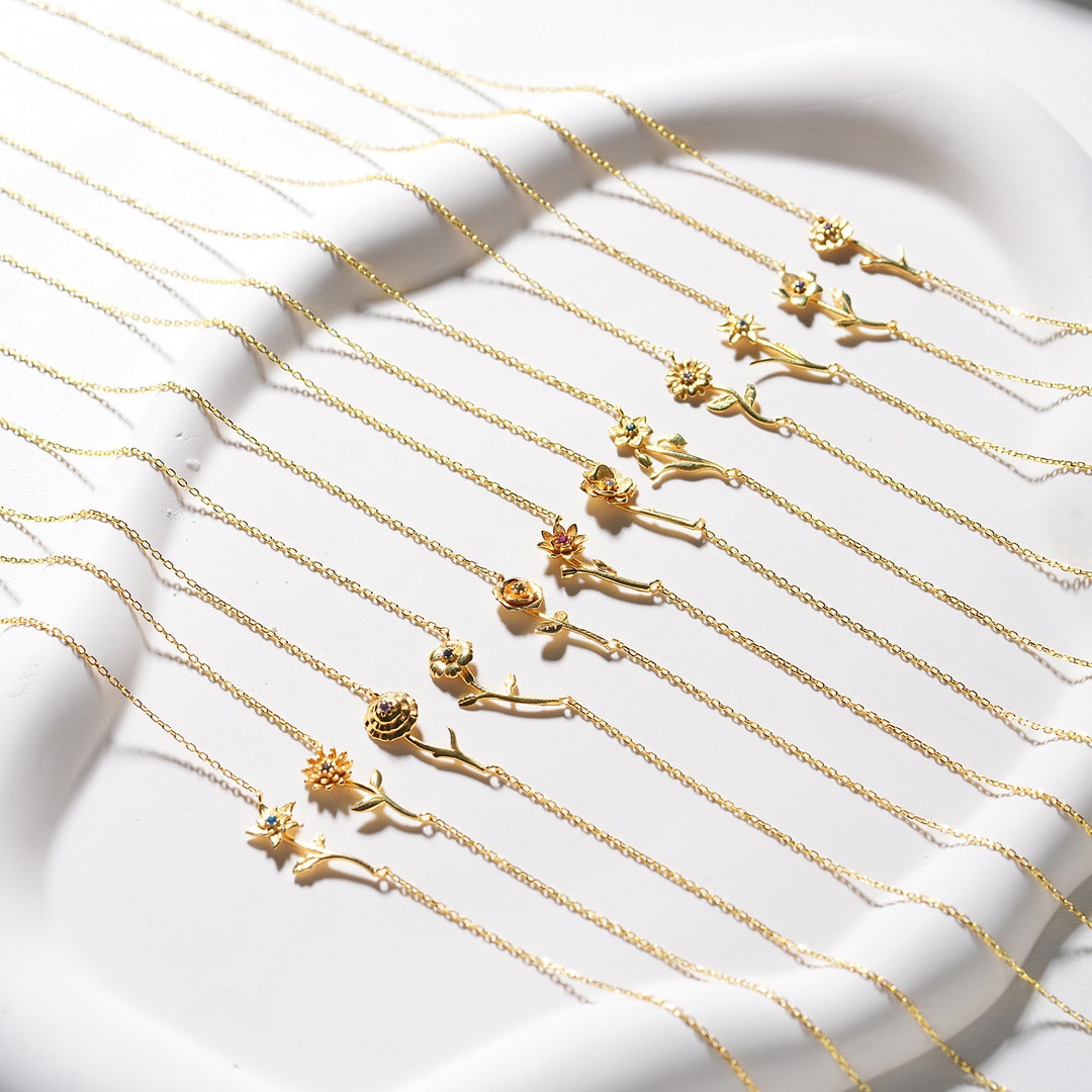Gold Filled June Birth Flower Necklace: Rose Floral Jewelry - Etsy