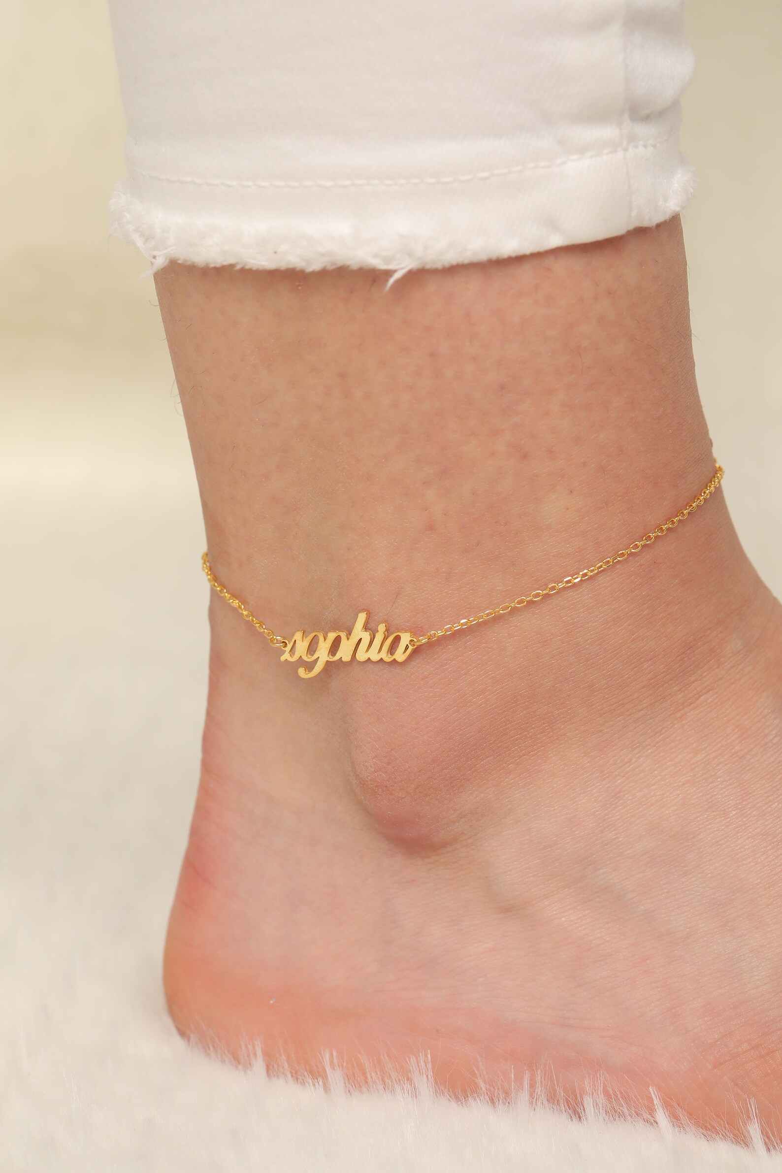 Personalized Anklet, Name Anklet, Initial Anklet, Custom Gold Anklet ...