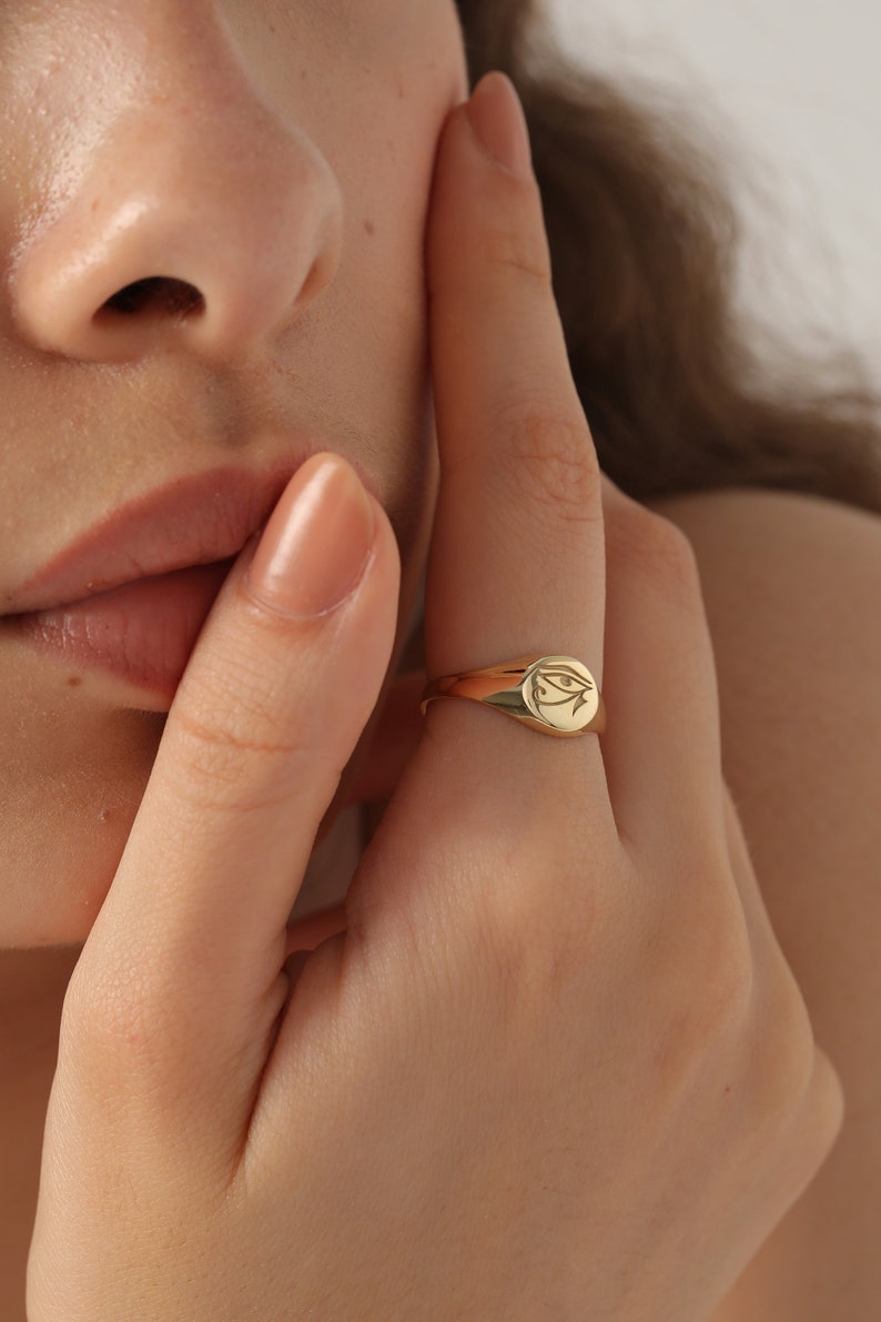 Signet Horus Eye Ring Eye of Horus 14K Gold Ring Ra Egypt - Etsy