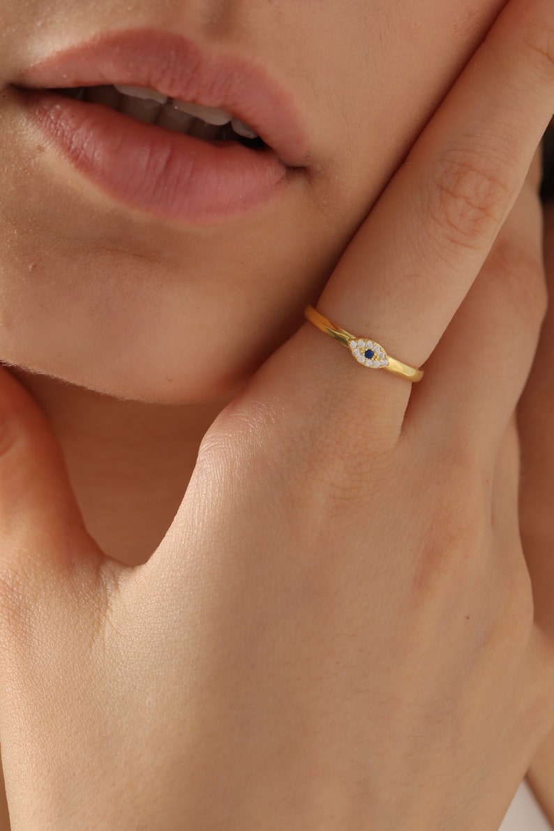 Evil Eye Ring Gold Stackable Ring Evil Eye Ring Gold - Etsy