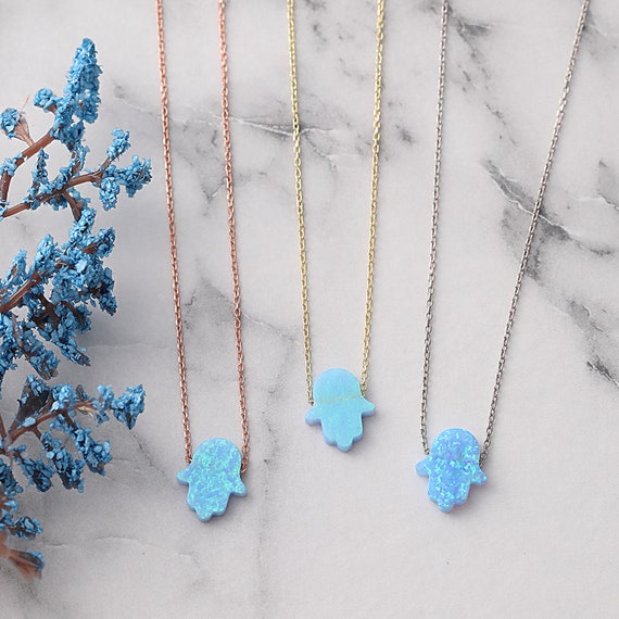 Opal Hamsa Hand der Fatima Halskette Gold Hamsa Halskette Hand der Fatima Opal Schmuck zierliche minimalistische Halskette Weihnachtsgeschenk fur sie Etsy