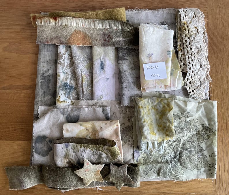 Naturally Dyed Scrap Fabric Bundles, Craft Bundle, Slow Stitch ...