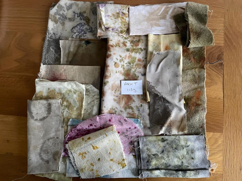 Naturally Dyed Scrap Fabric Bundles, Craft Bundle, Slow Stitch ...