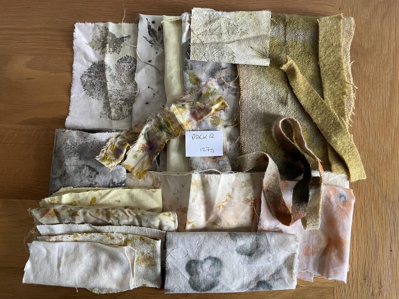 Naturally Dyed Scrap Fabric Bundles, Craft Bundle, Slow Stitch ...
