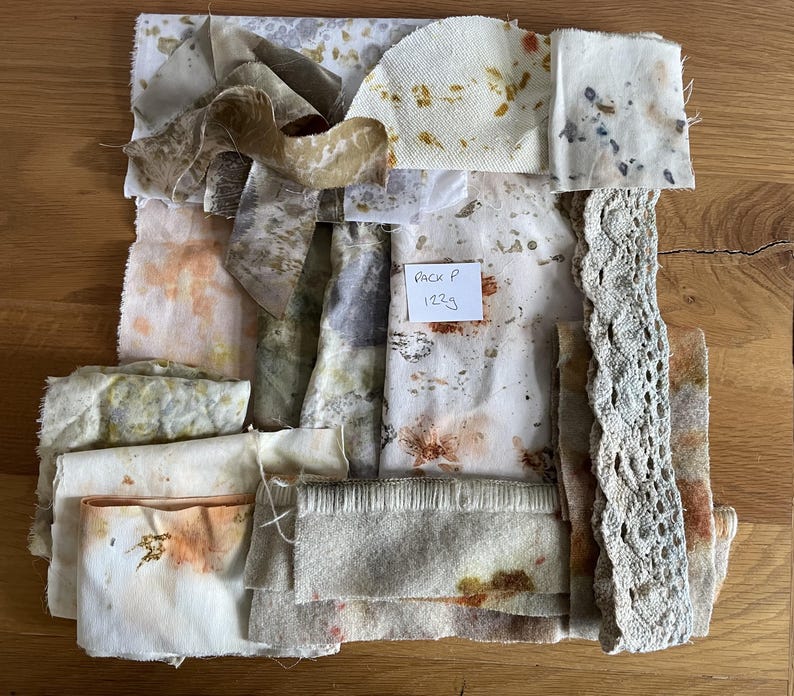 Naturally Dyed Scrap Fabric Bundles, Craft Bundle, Slow Stitch ...